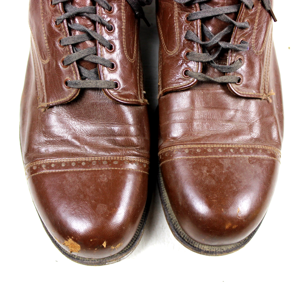 WWII US NAVY USN USMC MARINE CORPS HIGH BROWN SERVICE SHOES BOOTS ...