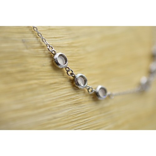 NANA Crystal Collar Necklace Silver Tone Chain Open Bezel Rhinestone ...
