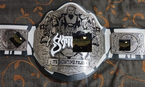 Sting championship title belt 4mm Custom Leather Work. Nickel Plated | eBay