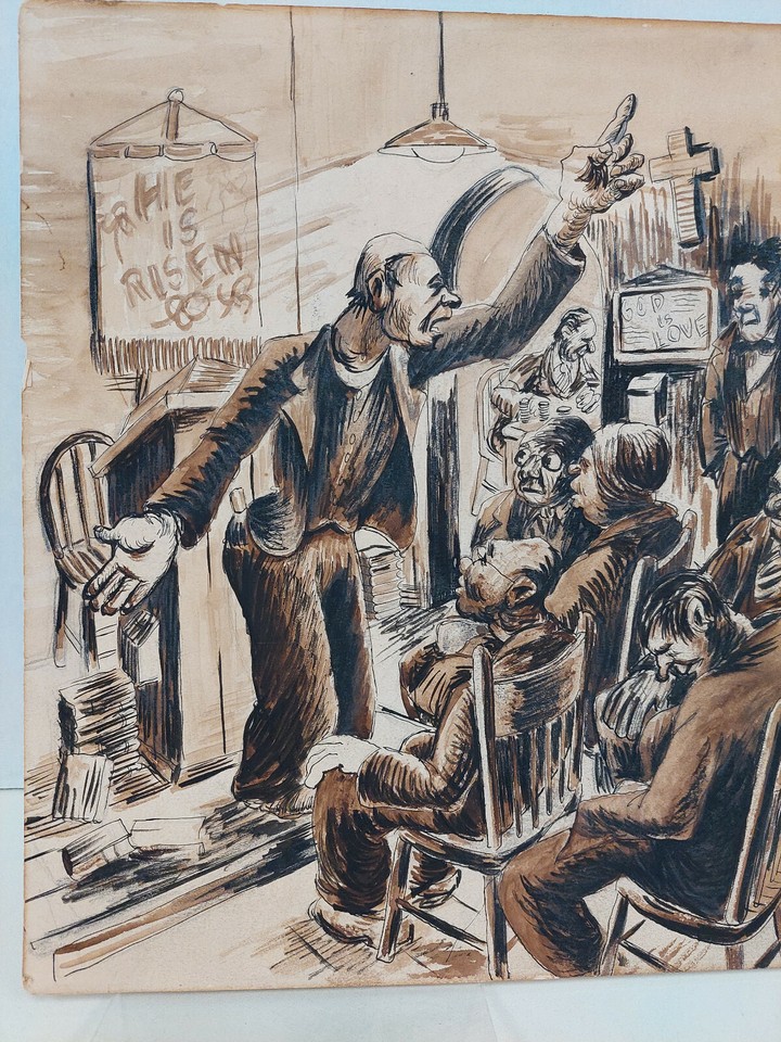 Fred Wright Radical Cartoonist SIGNED Pen & Ink Drawing Satirizing ...