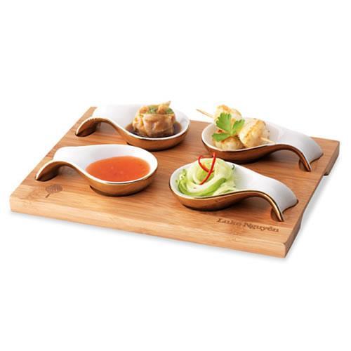 Luke Nguyen 5 Piece Mini Gold Spoons Asian Food Tasting Plate Set ...