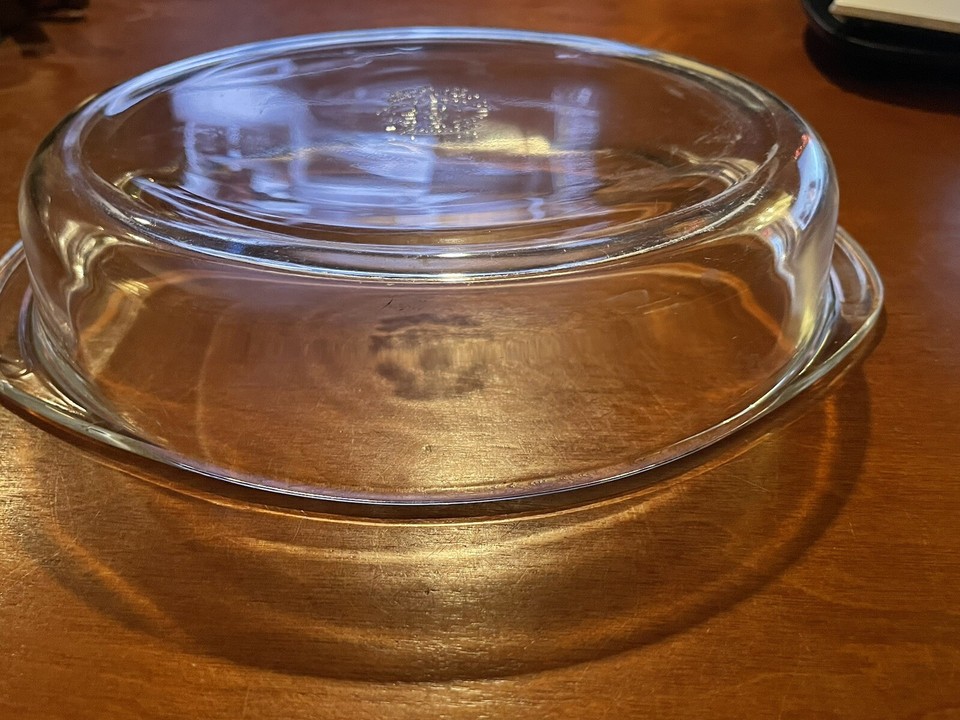 Pyrex 221 clear glass 8.25 round deep dish pie casserole dish with ...