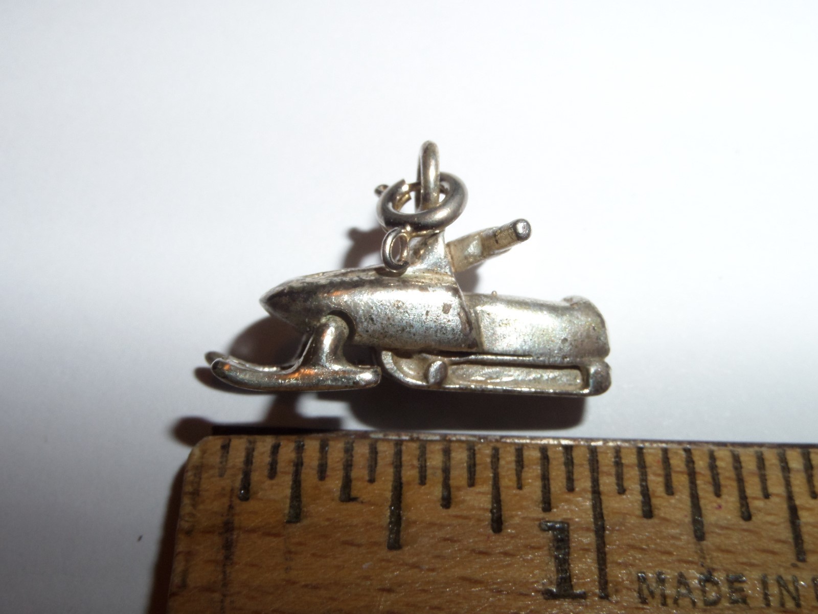 VINTAGE STERLNG SILVER SNOWMOBILE SLED CHARM HEAVY 8.35 GRAMS WAS $60 ...