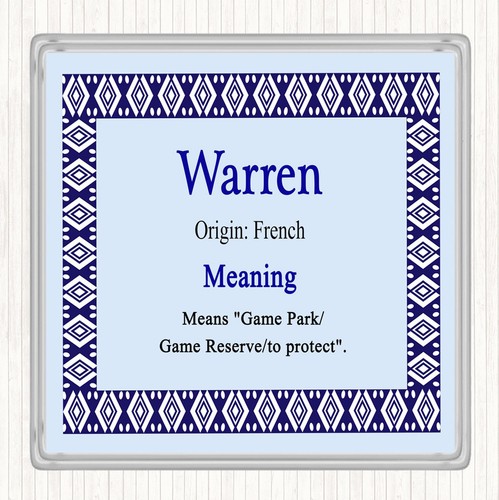 Warren Name Meaning Drinks Mat Coaster Blue | eBay