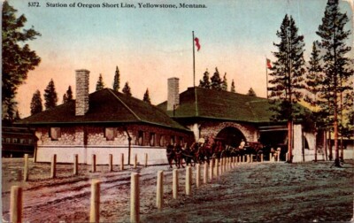 Postcard Station of the Oregon Short Line Railroad Yellowstone Montana ...