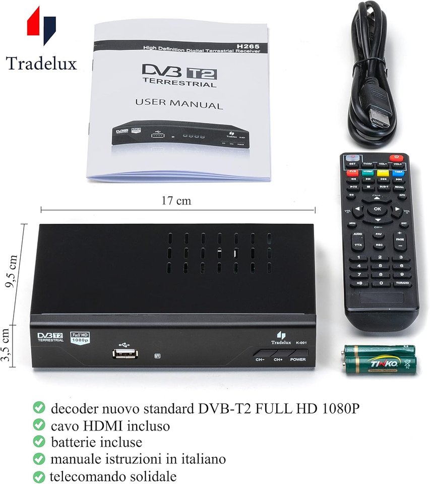 Decoder Dvb T2 Ricevitore Digitale Terrestre 2024 Mpeg 4 Full Hd 1080P ...
