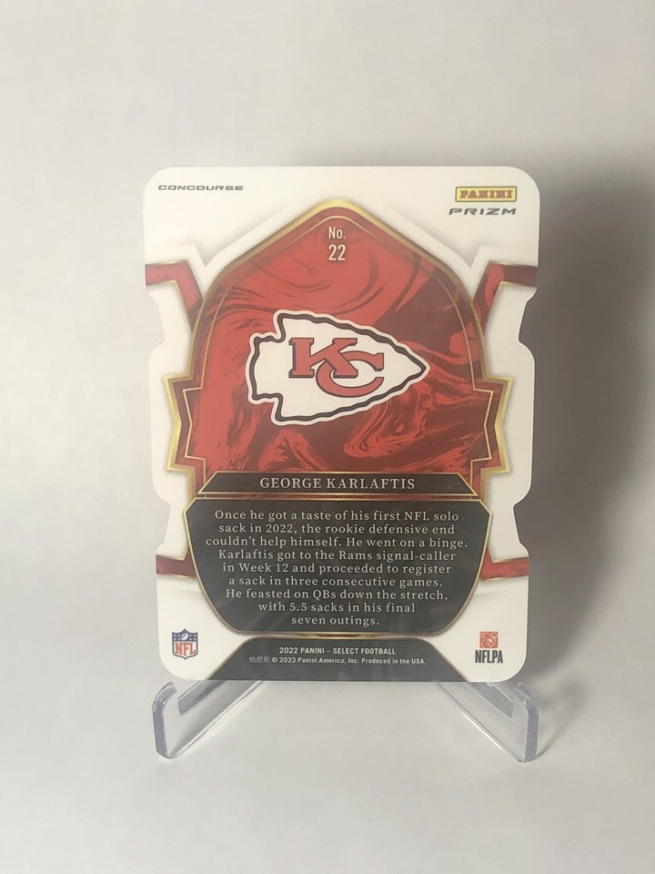2022 Select Football George Karlaftis Red & Blue Die Cut Prizm RC #22 ...