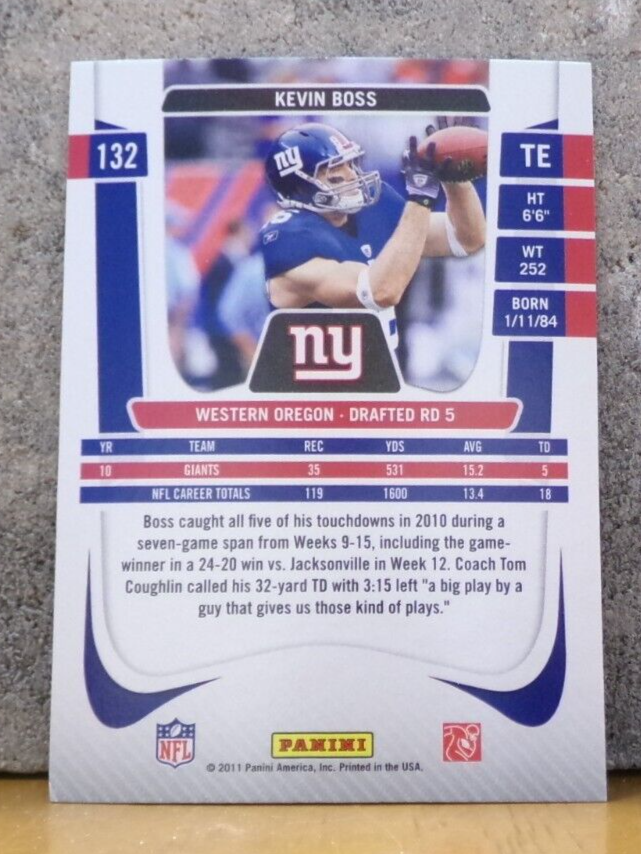 COOL FOOTBALL CARD PANINI PRESTIGE 2011 NEW YORK GIANTS KEVIN BOSS | eBay