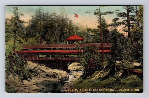 Duluth MN-Minnesota, Rustic Bridge, Lester Park, c1912 Vintage Souvenir ...