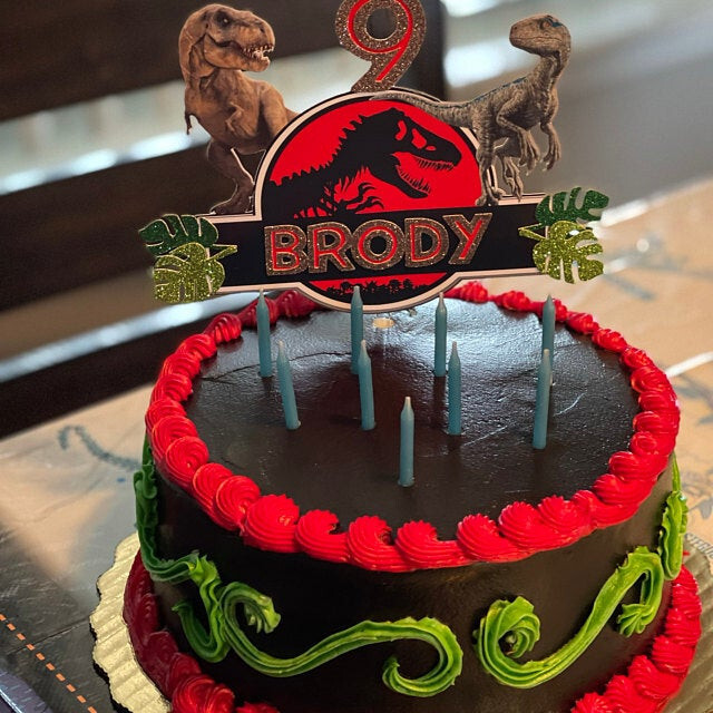 Jurassic Park Cake Topper Personalized with Name and Age, w/ T-rex ...