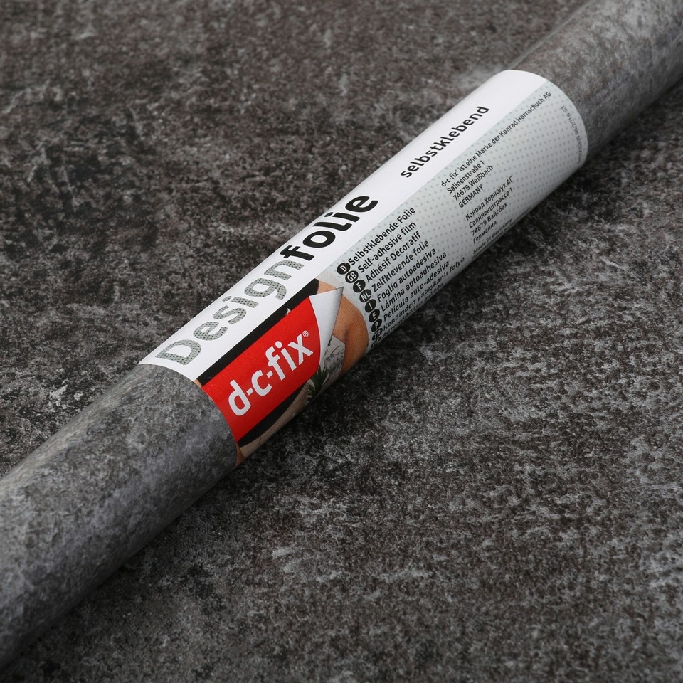 STICKY BACK PLASTIC D-C-FIX BLACK GREY CONCRETE SELF ADHESIVE VINYL ...