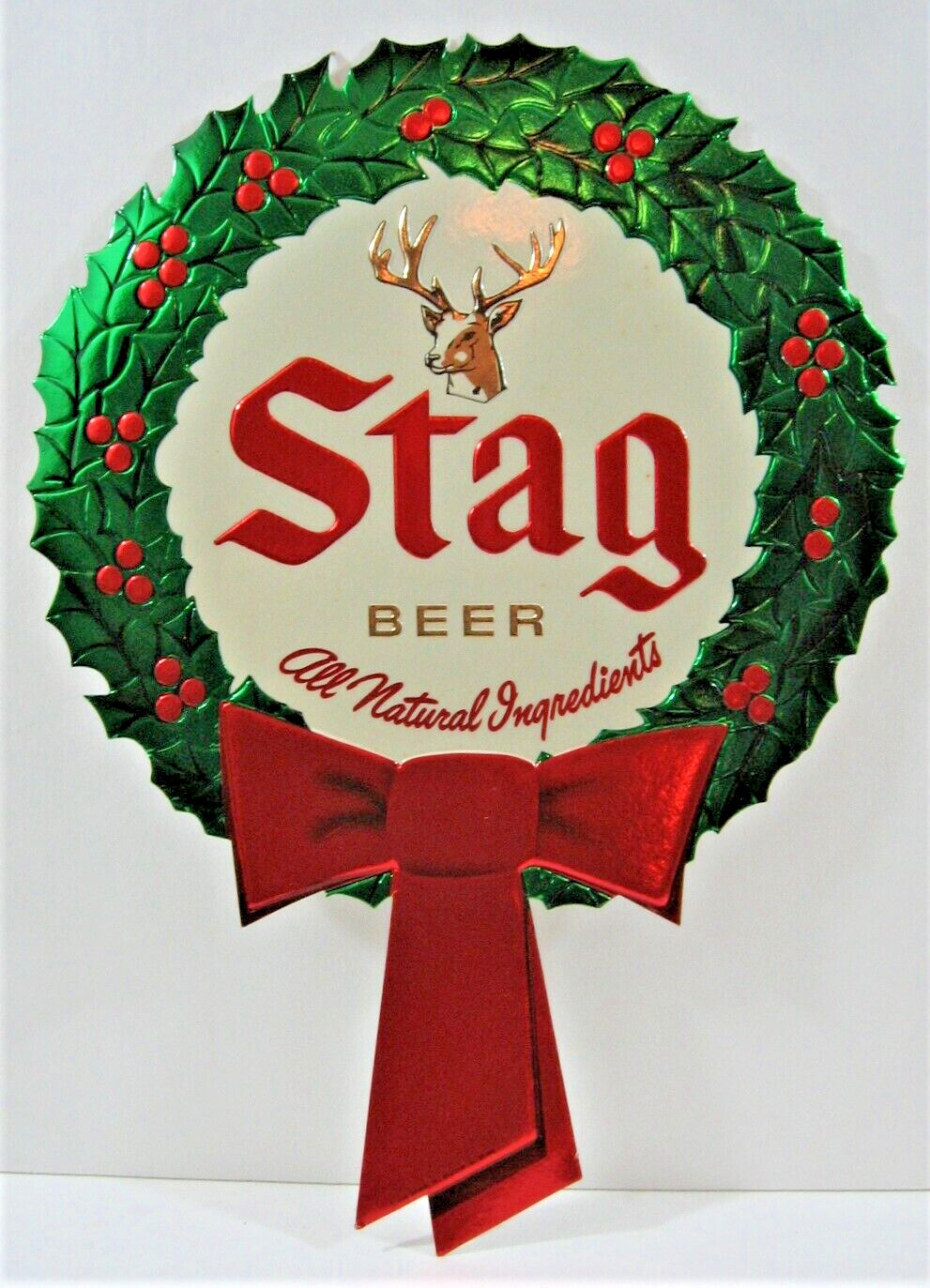 Vintage Stag Beer Xmas Wreath Stag Brewing Belleville Embosograph Sign ...