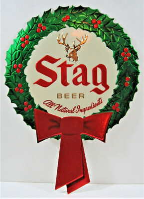 Vintage Stag Beer Xmas Wreath Stag Brewing Belleville Embosograph Sign ...