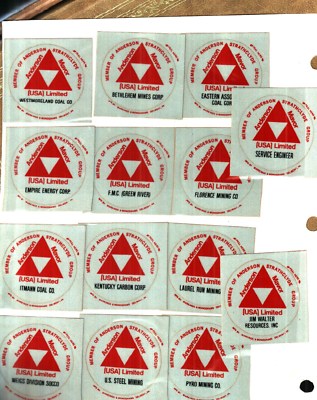 14 DIFF. NICE (SET) ANDERSON MAVOR DIFF. COAL CO. COAL MINING STICKERS ...