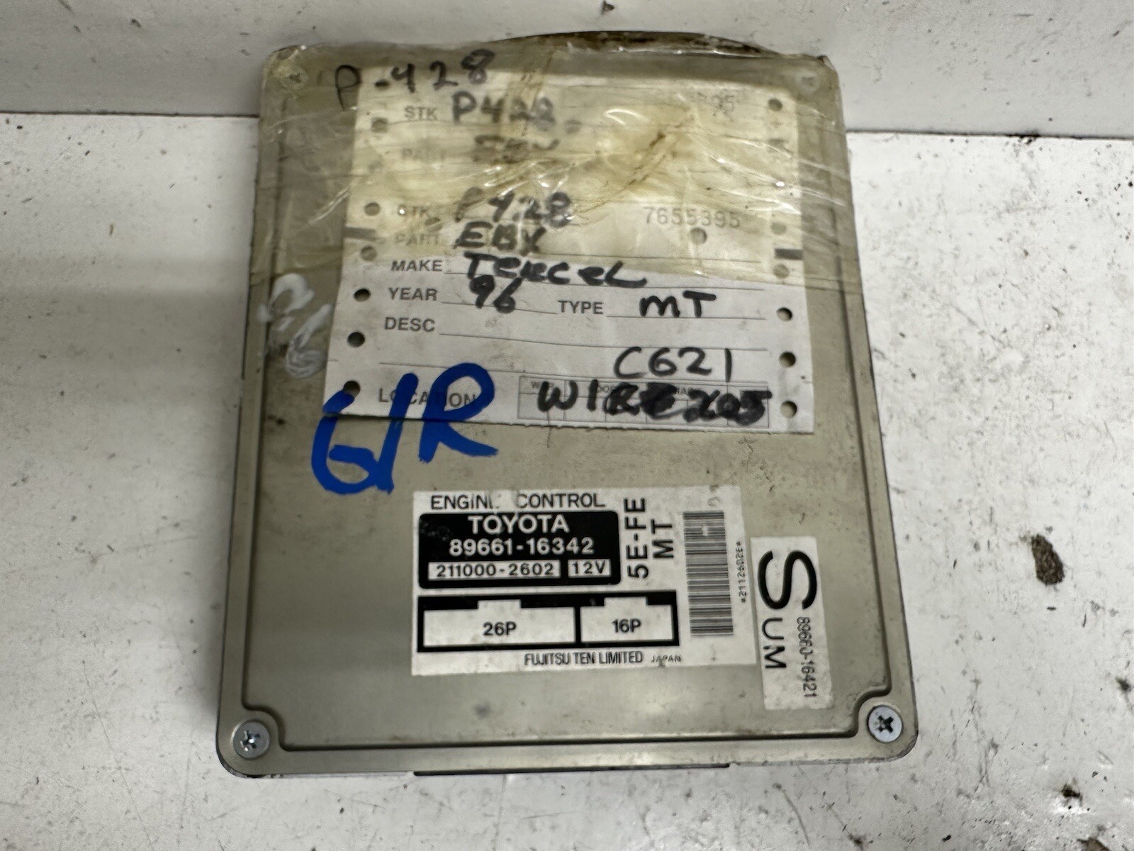 1995-1996 Toyota Tercel MT Engine Computer Control Module Ecu Ecm Pcu ...