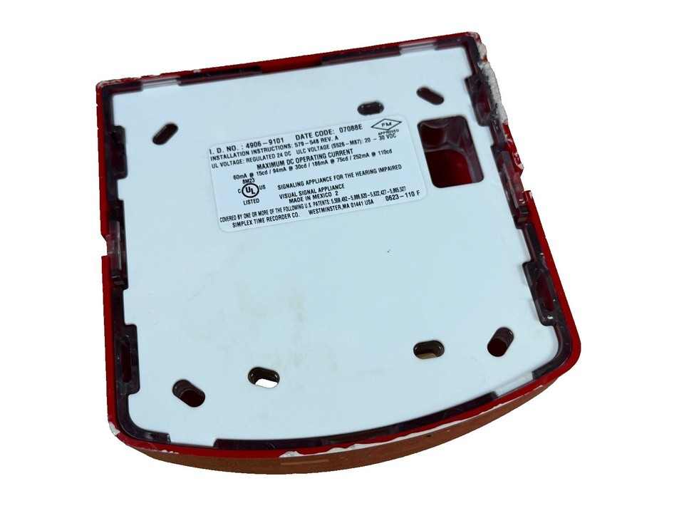 Simplex 4906-9101 Fire Alarm Strobe Wall Red (SmartSync) | eBay