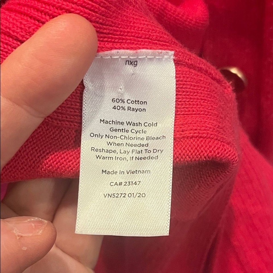 Talbots Relaxed Fit Cotton Knit Cardigan Sweater Dark Fuchsia Pink Size ...