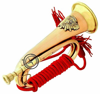 Nautical Brass Military Forces Copper Plated Horn Brass Bugle Silk Rope ...