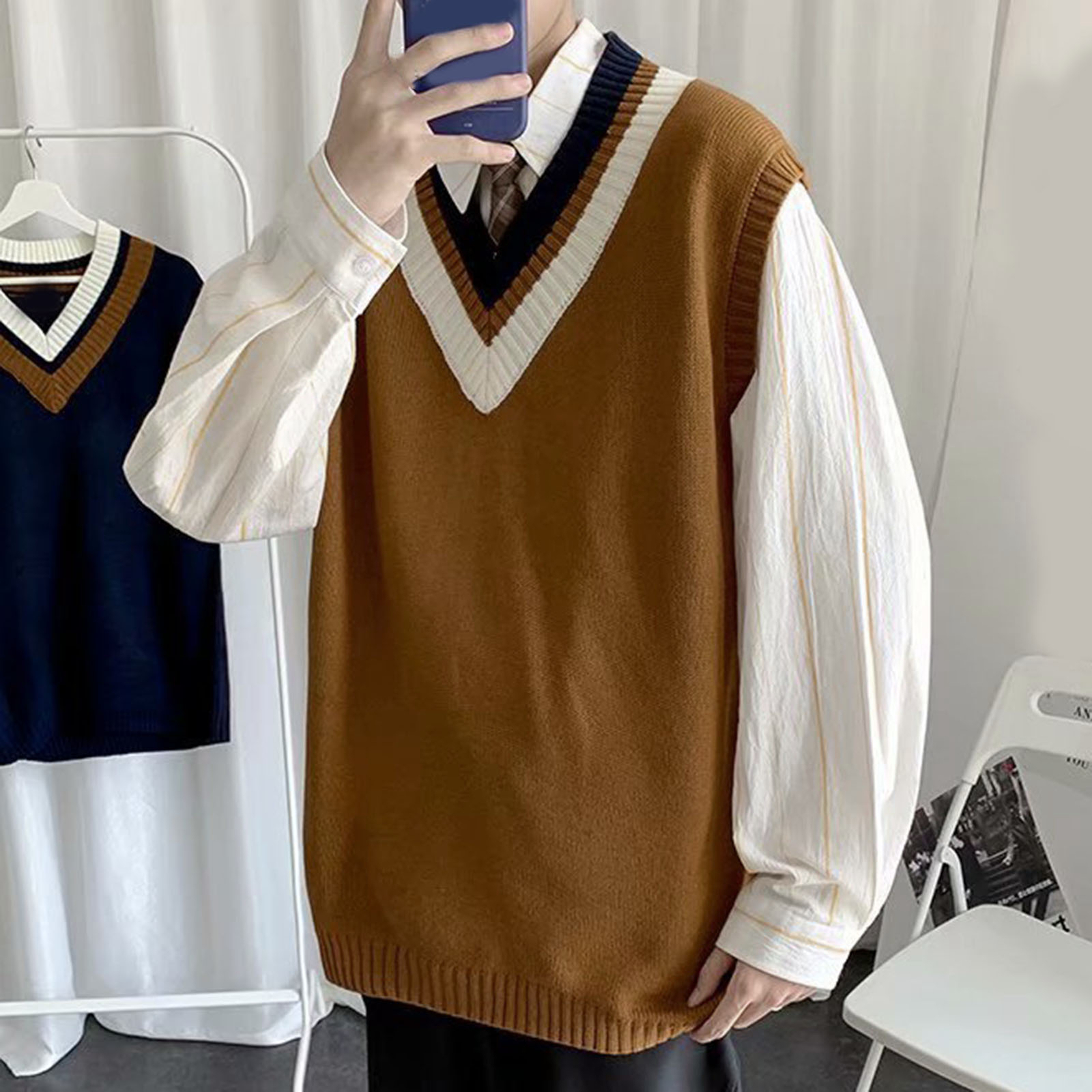 Student Waistcoat Soft Anti-pilling Knitted Spring Waistcoat Preppy ...