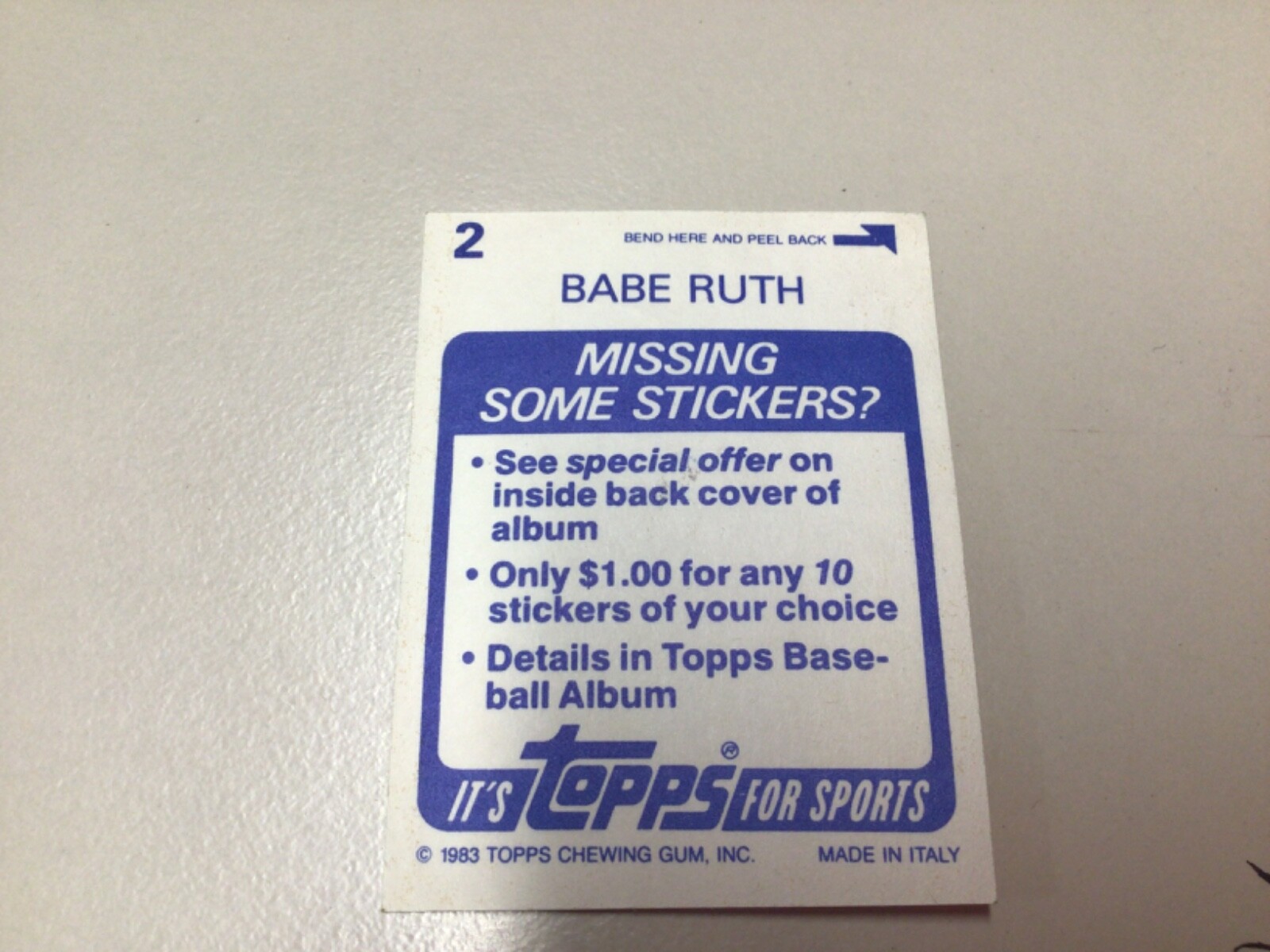 1983 Topps Sticker BABE RUTH #2 Gold Foil USA Flag Yankees HOF | eBay