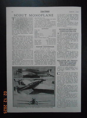 1929 Scout Monoplane photo article specs Los Angeles AD Mohawk Aircraft ...