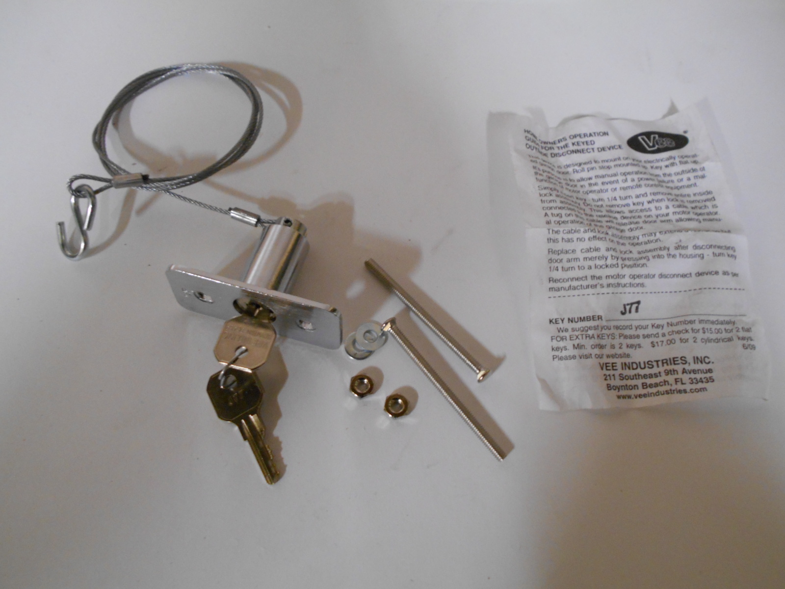 Lot of 2 Keyed Outside Garage Door Disconnect Cable Device Power Out | eBay