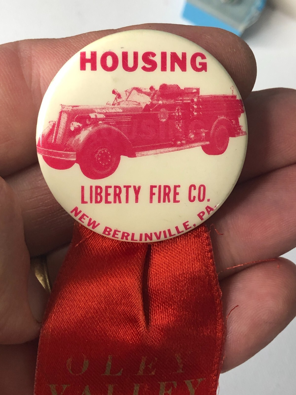 Liberty Fire Co. Housing New Berlinville PA 1950 Parade Pin & Ribbon ...