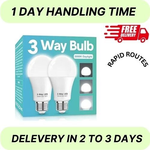 3 Way LED Light Bulbs 50 100 150W Equivalent, Daylight 2 Pack, White | eBay