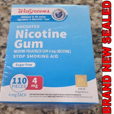 Nicotine Walgreen gum uncoated 4mg 110ct ORIGINAL sugar free EX2025 | eBay