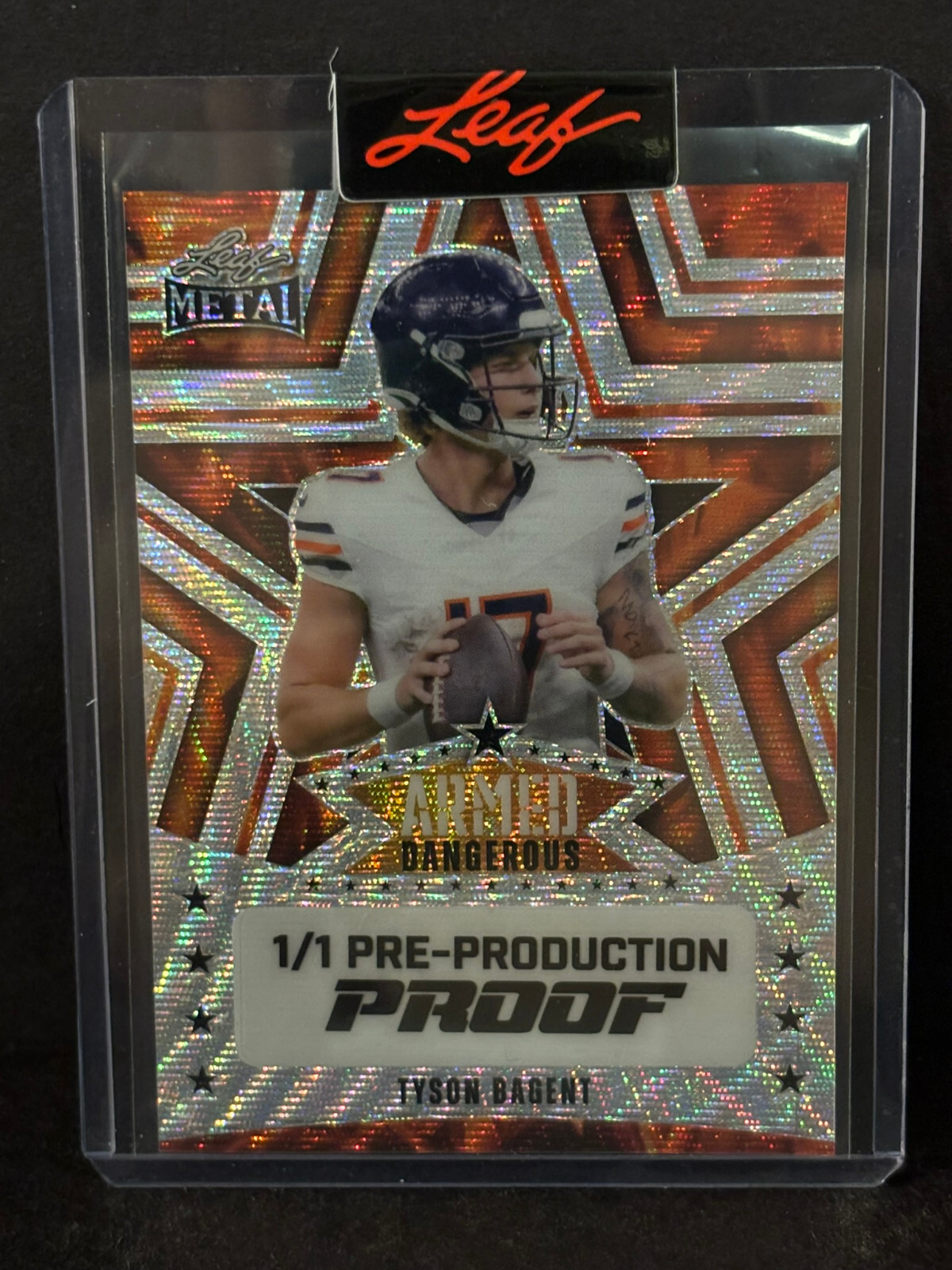 Tyson Bagent 2024 Leaf Metal Autographs Pulsar Silver Pre Production ...