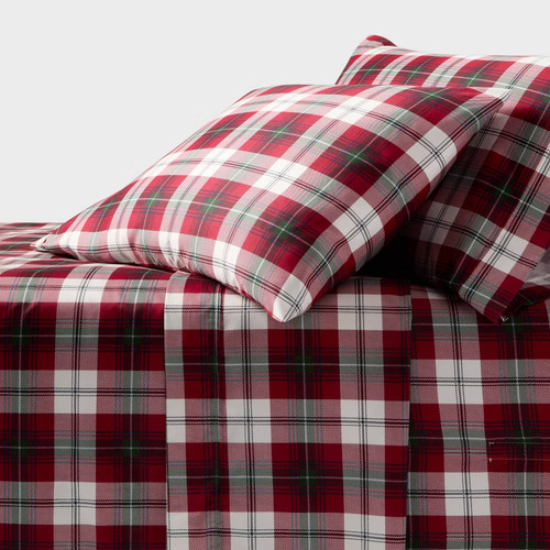 Full 400 Thread Count Holiday Performance Sheet Set Red Plaid ...