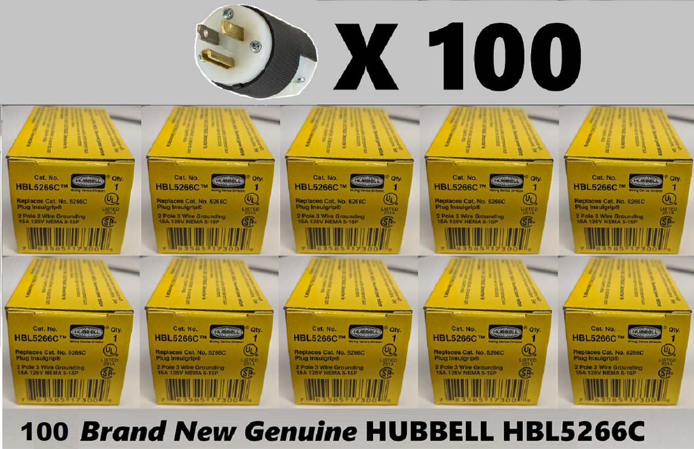 100 HBL5266C 15A 125V PBG EDISON Body Genuine Hubbell Male Cable-end ...