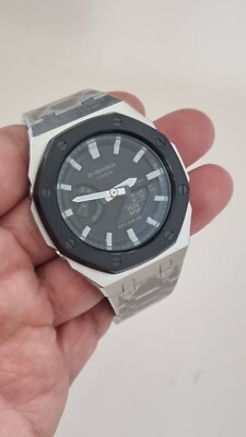 G Shock GA-2100-1ADR CasiOak RO mod with bracelet and rubber band ...