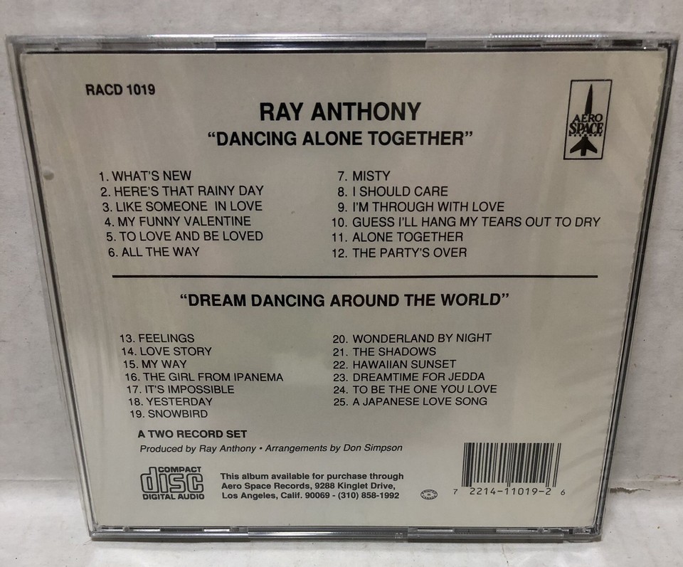Ray Anthony CD - Dancing Alone Together - Torch Songs for Lovers ...