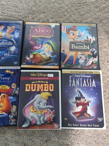 Disney DVD lot Fantasia 60th, Cinderella, Alice, lady &the tramp, Bambi ...