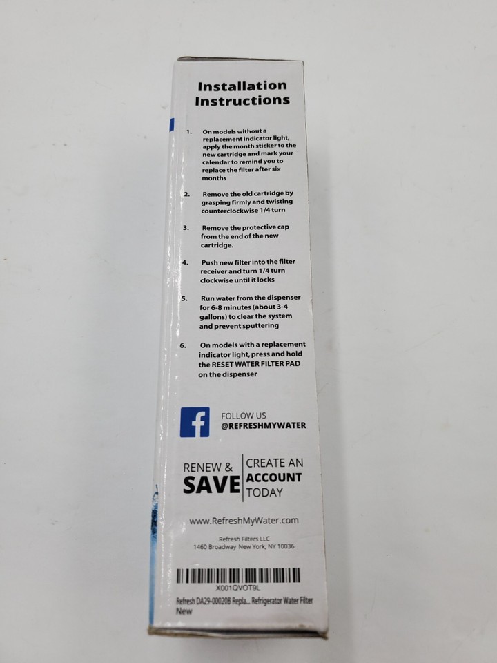 Refresh Refrigerator Water Filter R-9101 R-9101-S Fits Samsung DA29 ...