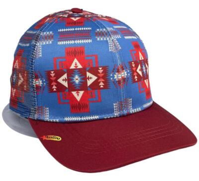 Nativo Company Red & blue AZTEC PRINT BASEBALL CAP HAT w/ Mesh Snapback ...