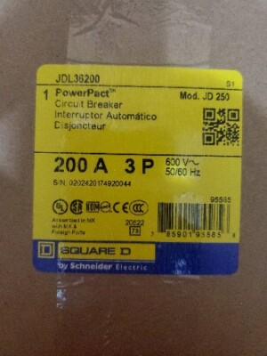New Schneider Electric JDL36200 Square D Circuit Breaker 200A 600V AC ...