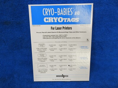 DB Cryo-Babies CryoTags Tube Laser Labels 1.5x0.75 Qty 1200 LCRY-1200-G ...