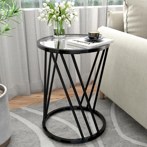 Round Side Table, Modern End Tables for Living Room Office Small Spaces ...