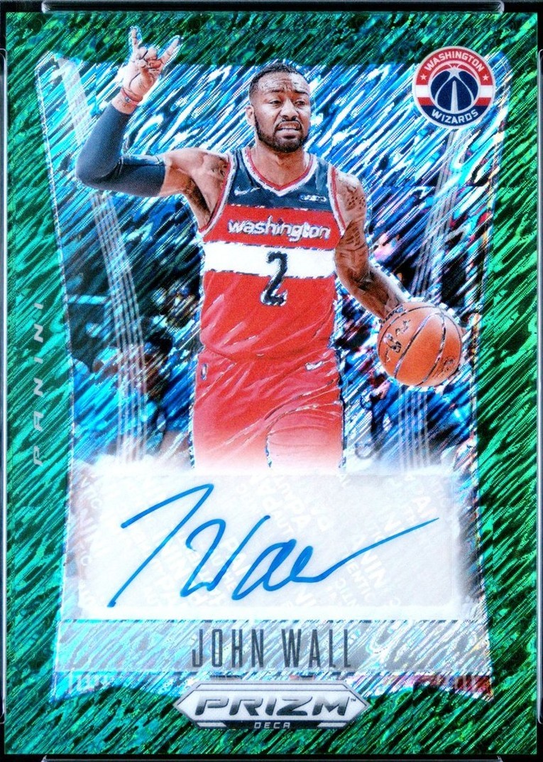 2023-24 Panini Prizm Deca - Signatures John Wall #DS-WAL Green Shimmer ...