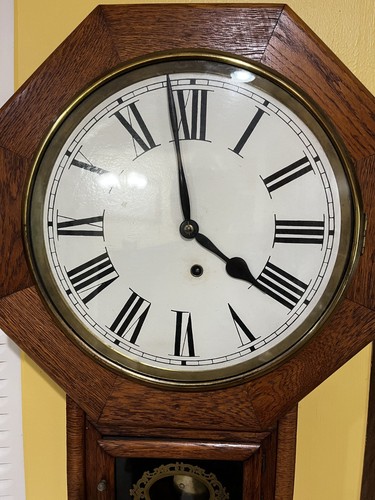 Antique Ansonia Wall Clock 1900’s Schoolhouse Short Drop Running ...