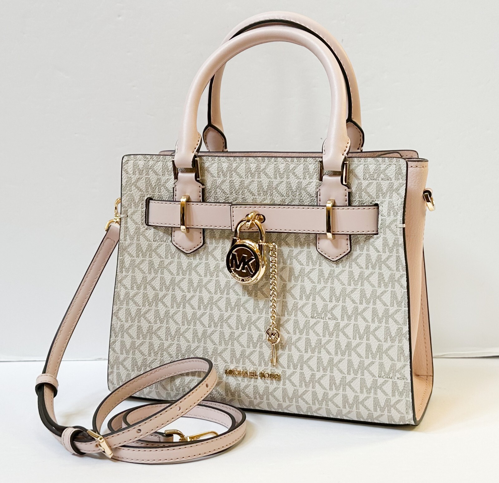 MICHAEL KORS HAMILTON SMALL SATCHEL SHOULDER CROSSBODY BAG MK POWDER ...