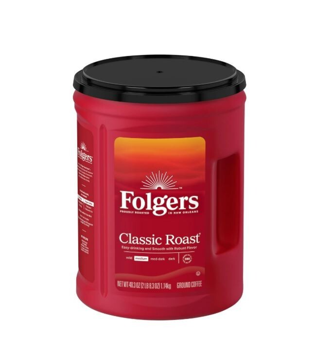 Folgers Classic Roast Ground Coffee, Medium Roast, 40.3 Oz. Canister ...