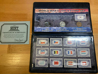 First Commemorative Mint 1942 - 1946 World War II Coin & Stamp Set ...