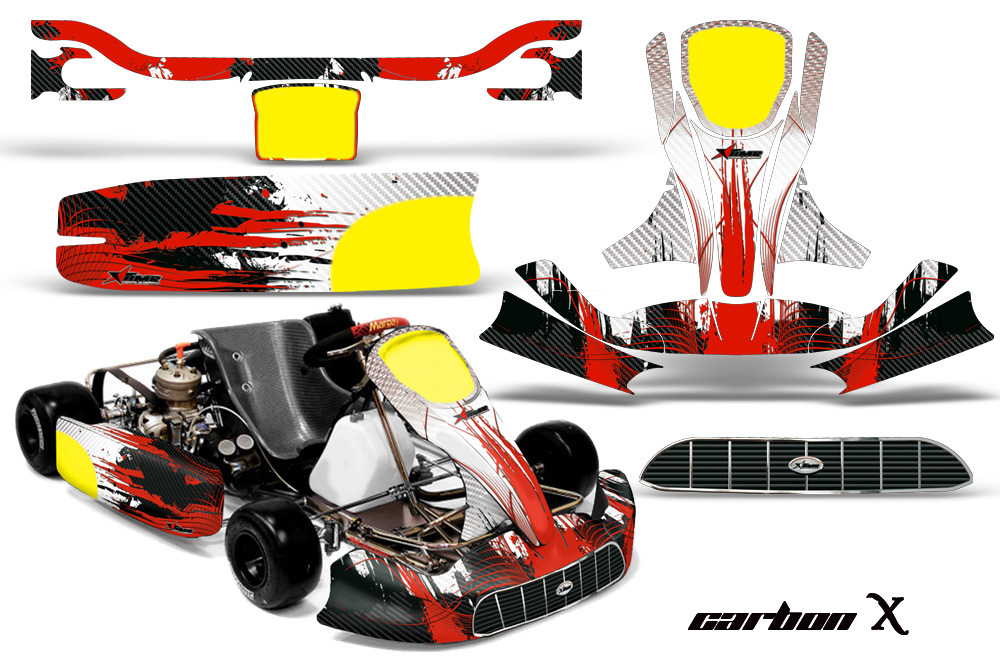 Go Kart Racing Graphics Kit Decal Sticker Wrap For KG Unico CARBONX RED ...