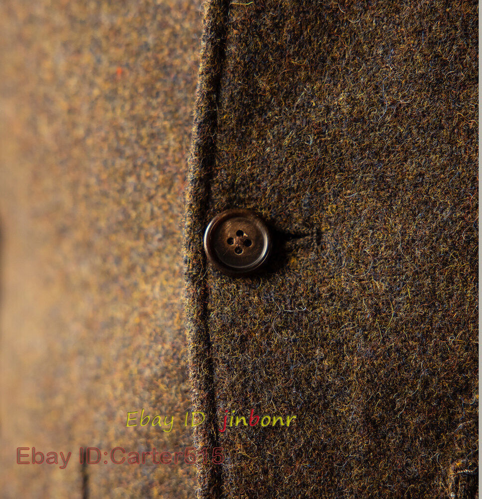 French Work Jacket Winter Warm Men's Wool Tweed Coat Casual Pockets Top ...