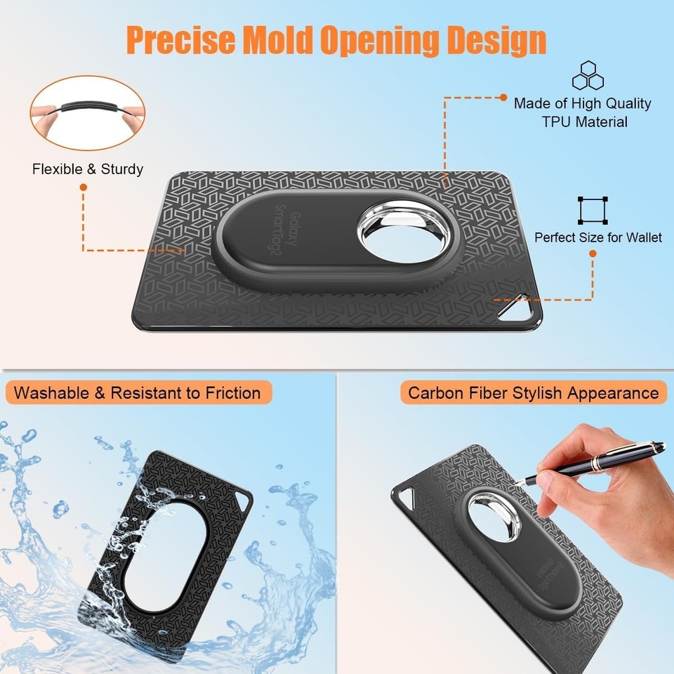 Ultra Thin Wallet Card Case Black White 2 Pcs for Samsung SmartTag2 ...