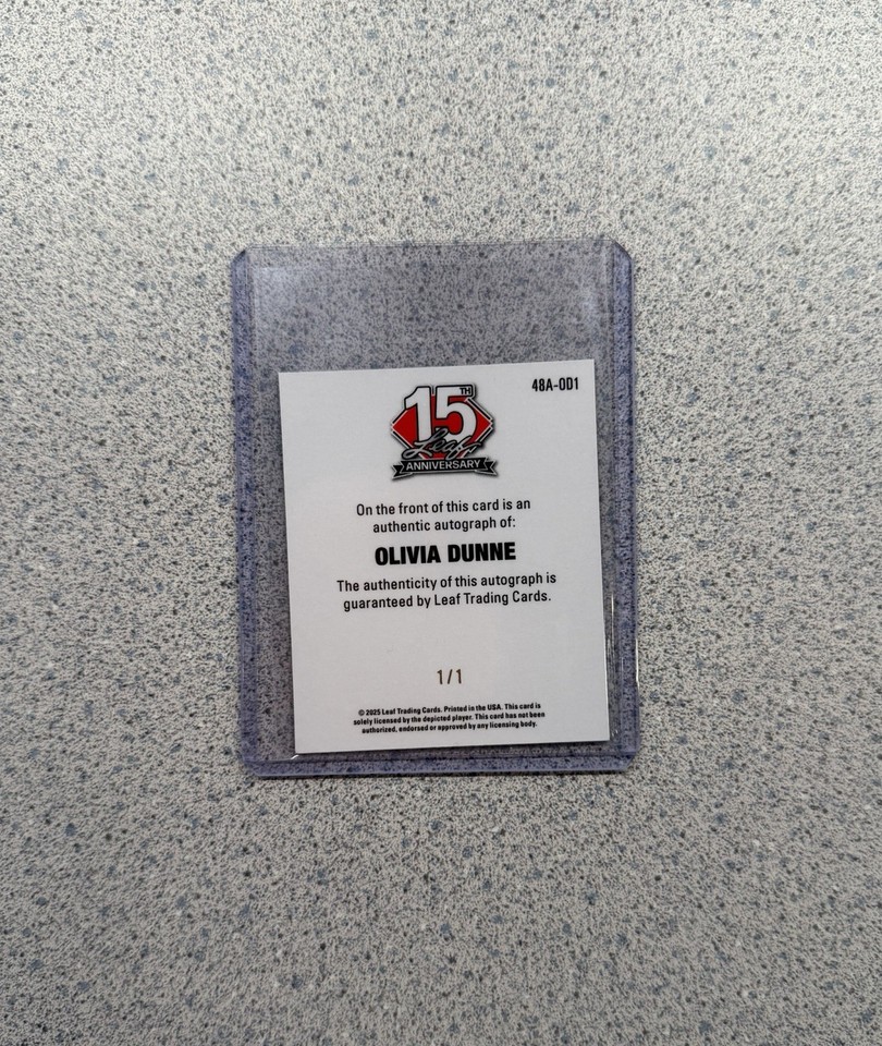 2025 Leaf 15th Anniversary #48A-OD1 Olivia Livvy Dunne Pink Shimmer 1/1 ...