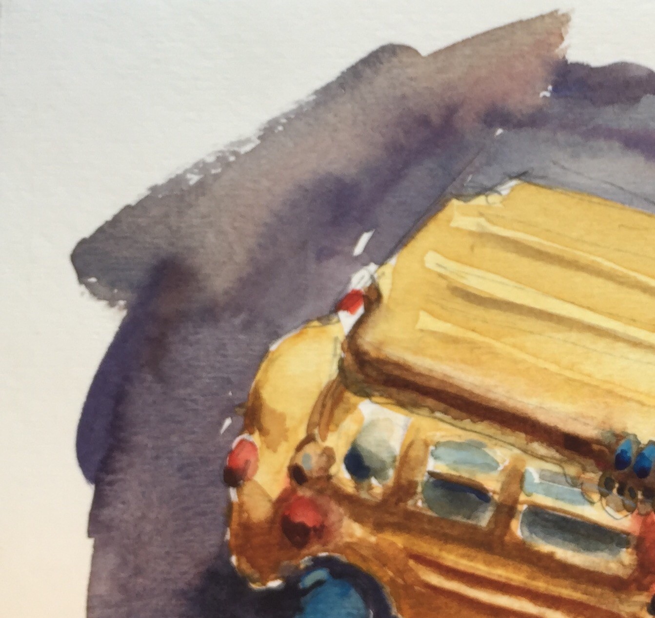 ORIGINAL Watercolor Painting School Bus Toy Small 5.1/4" X 7.1/2" | eBay